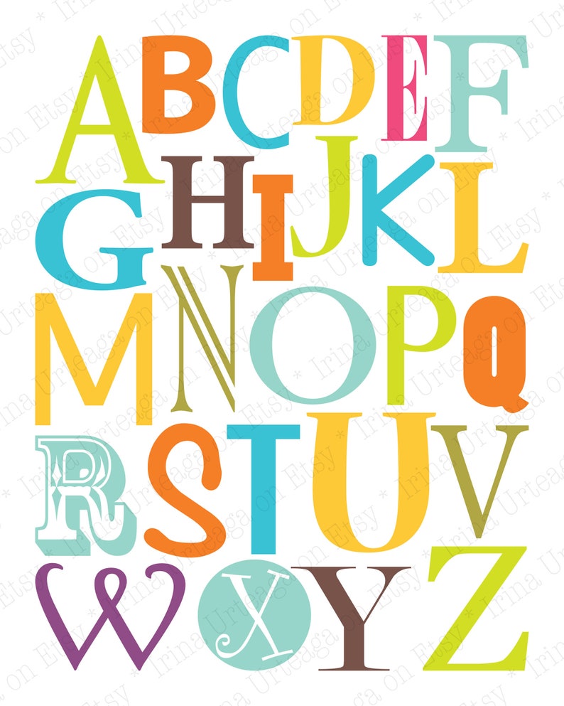ABC 123 Alphabet Prints, Printable Art for Kids Playroom or Nursery ...