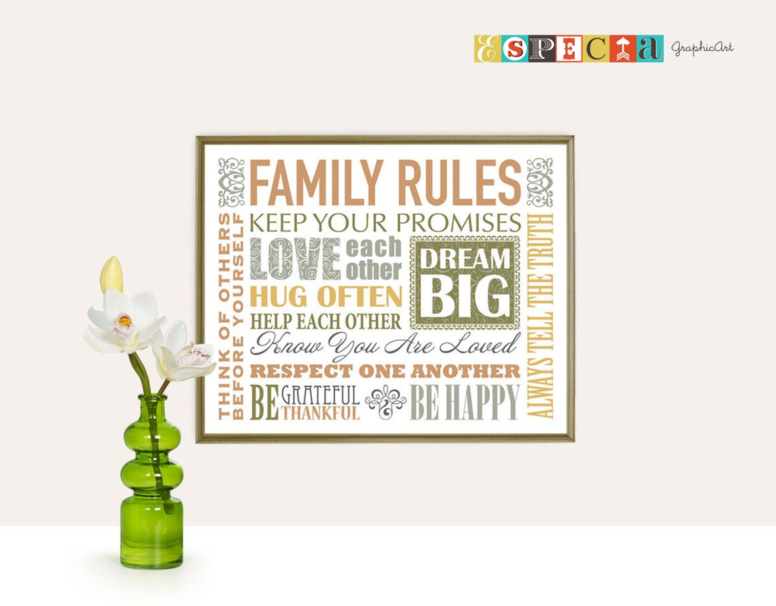 Printable Family Rules Sign, Digital Download Wall Art for DIY Home ...