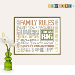 Printable Family Rules Sign Digital Download Wall Art for DIY - Etsy