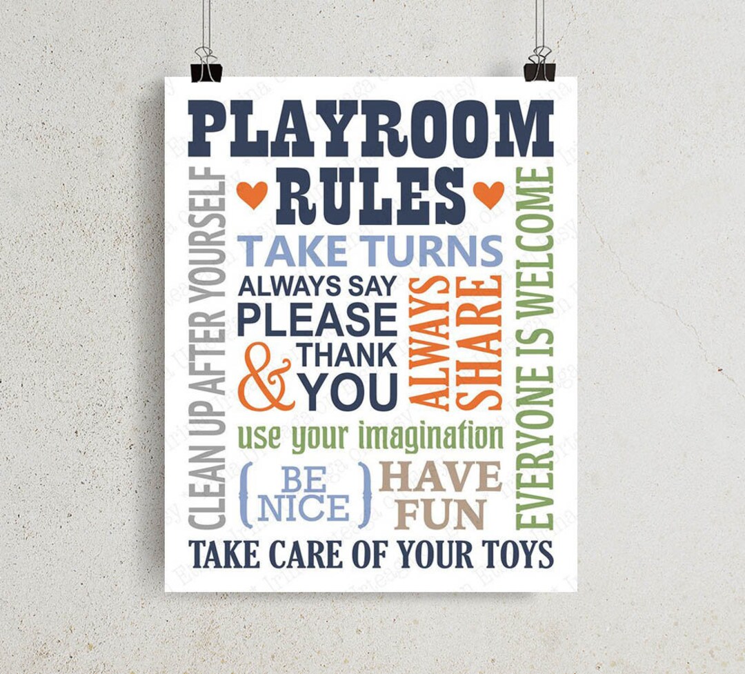 Playroom Rules Printable Wall Art for Kids Play Area, 8x10 and 11x14 ...