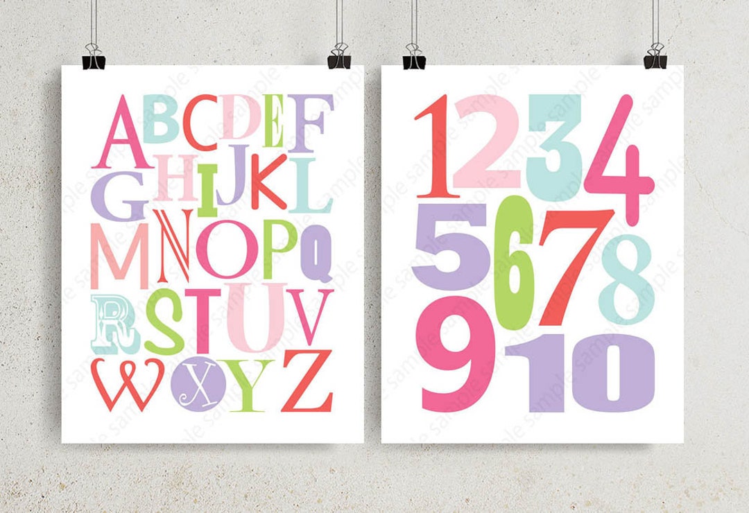 Abc Poster Printable Alphabet Wall Art for Girl Nursery, Digital ...