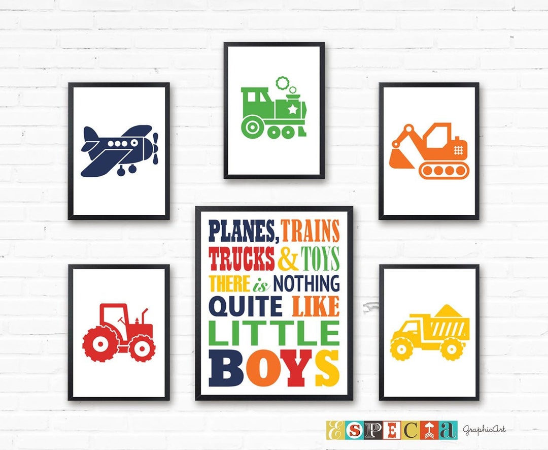 PRINTABLE Transportation Wall Art Set of 6 Prints for Boys Room Decor ...