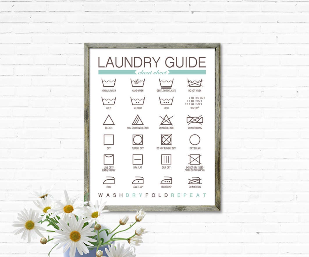 Printable Laundry guide for Laundry Room decor 8x10 11x14 | Etsy
