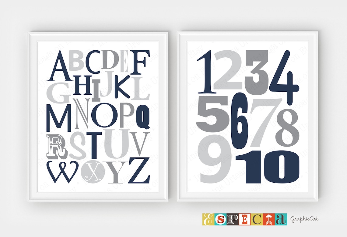 Printable Alphabet and Numbers Wall Art Set of 2 11x14 8x10 | Etsy