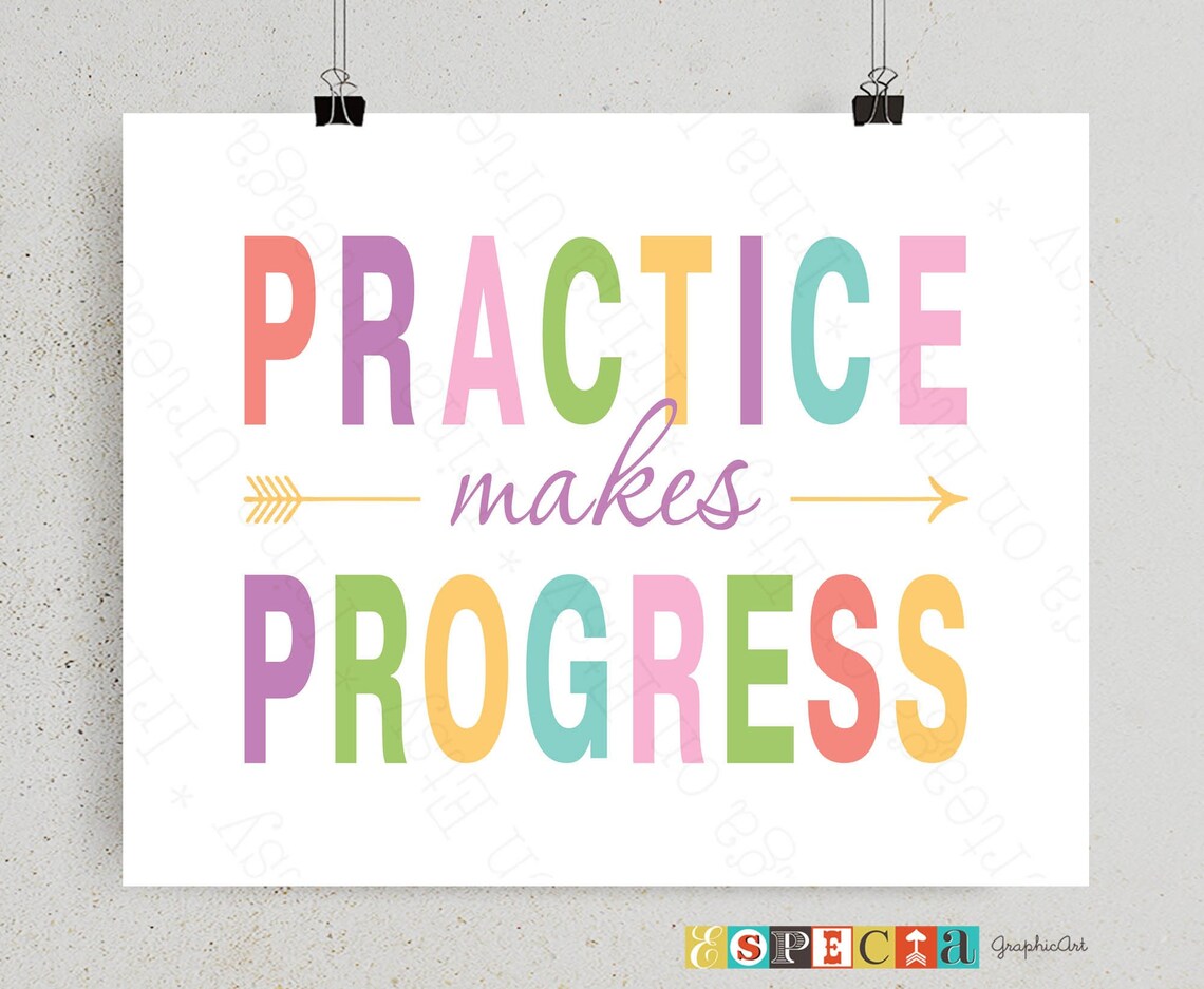 Practice Makes Progress Printable Wall Art Quote Print for - Etsy