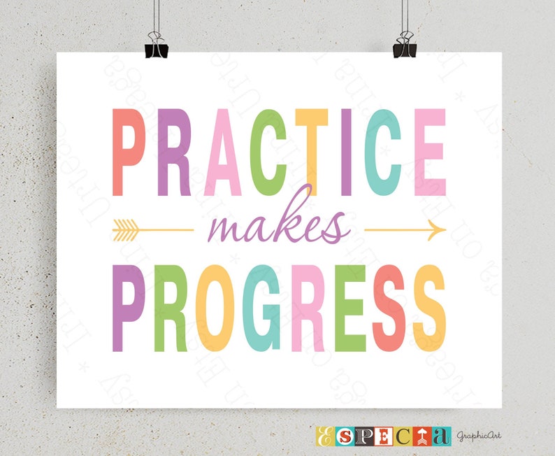 Practice Makes Progress Printable Wall Art Quote Print for - Etsy