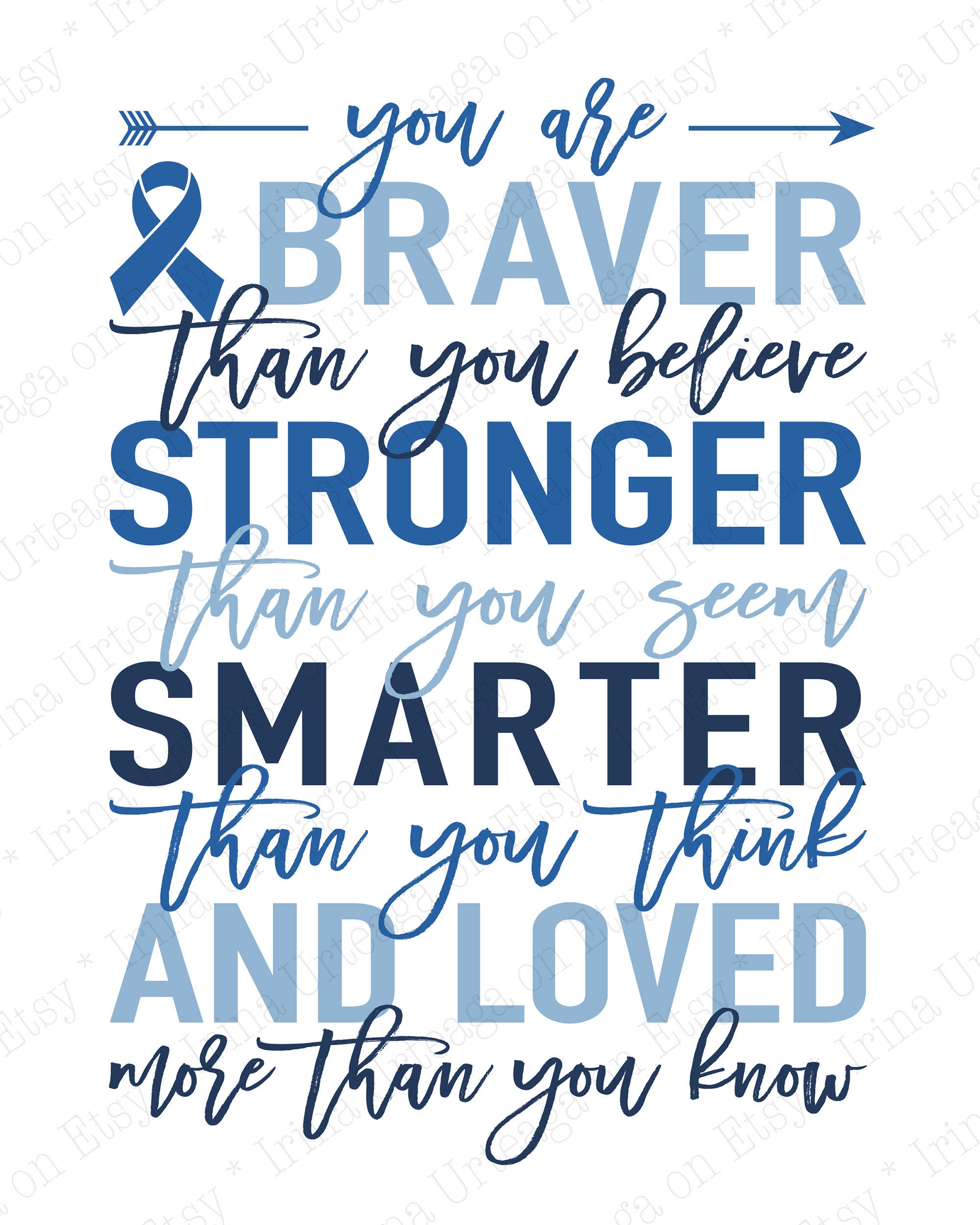 Colon Cancer Fighter Wall Art – Printable Motivational Quote for ...