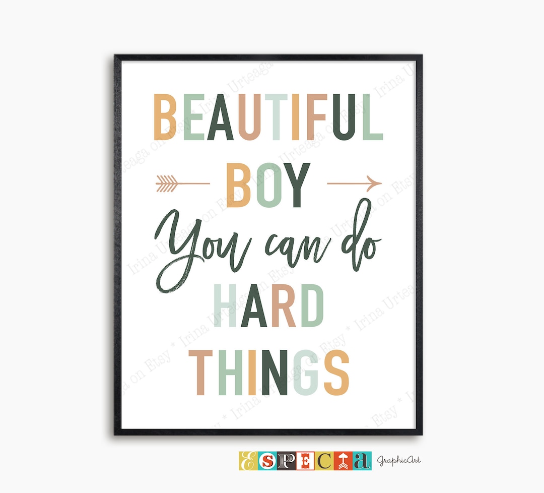 Beautiful Boy You Can Do Hard Things PRINTABLE Wall Art Print for Boys ...