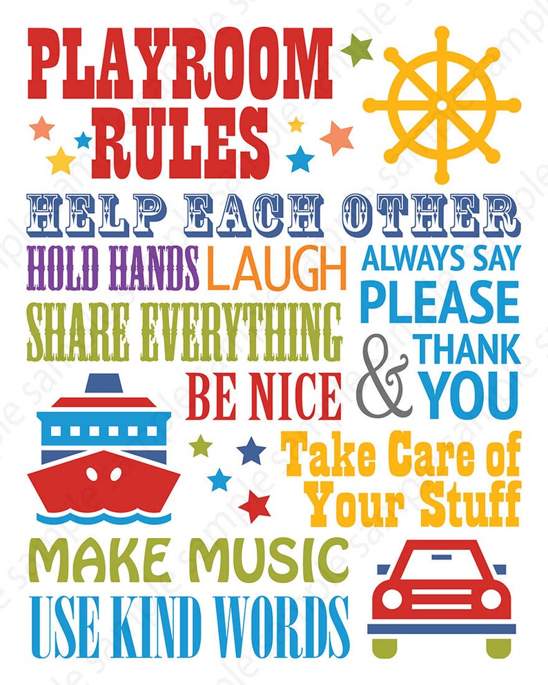 Playroom Rules Printable Wall Art for Toddler Boy Play or Game - Etsy