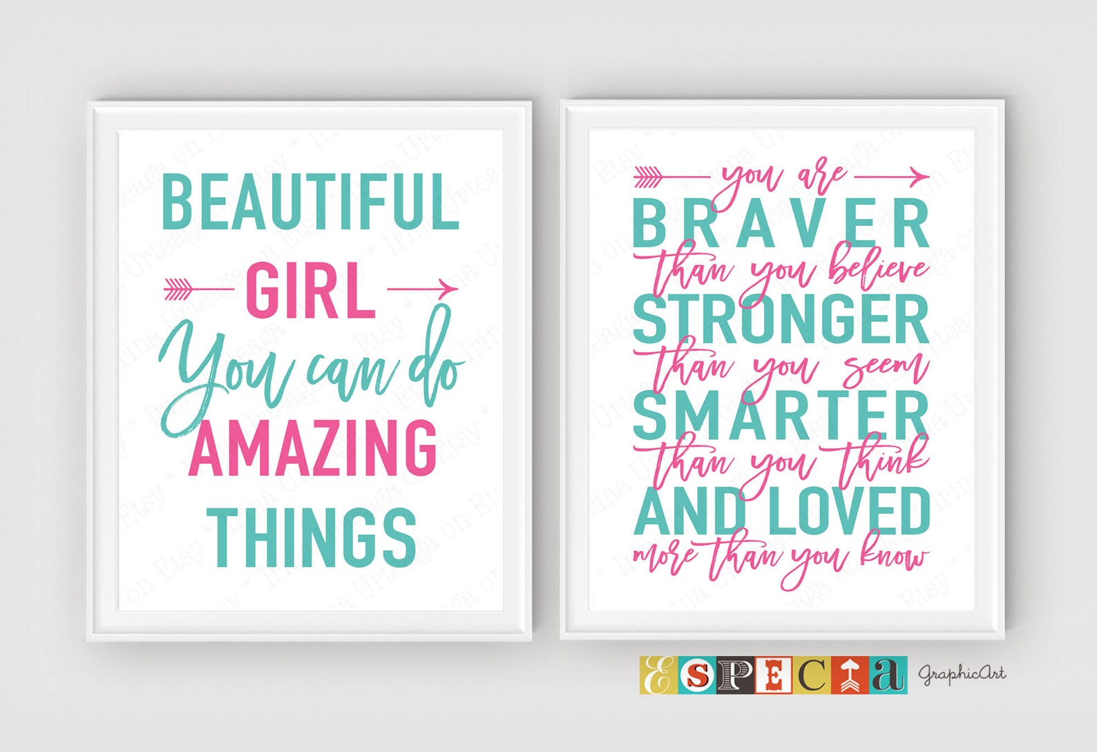 Printable Posters for DIY Girl Room Decor in Pink Turquoise - Etsy