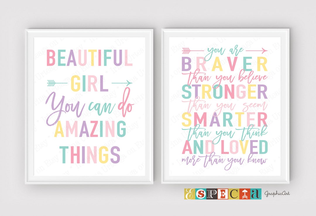 Digital Download Prints for DIY Girl Nursery or Bedroom Decor in Pastel ...