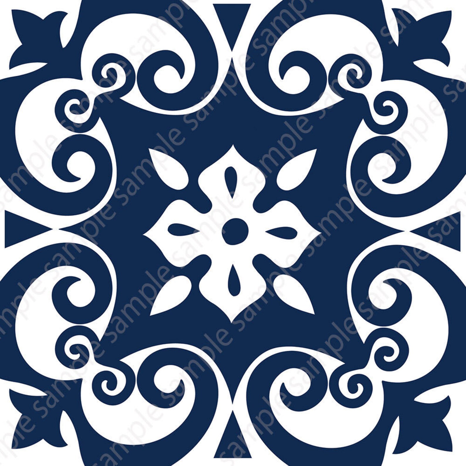 Blue Digital Tiles PRINTABLE Navy and White Geometric Wall - Etsy