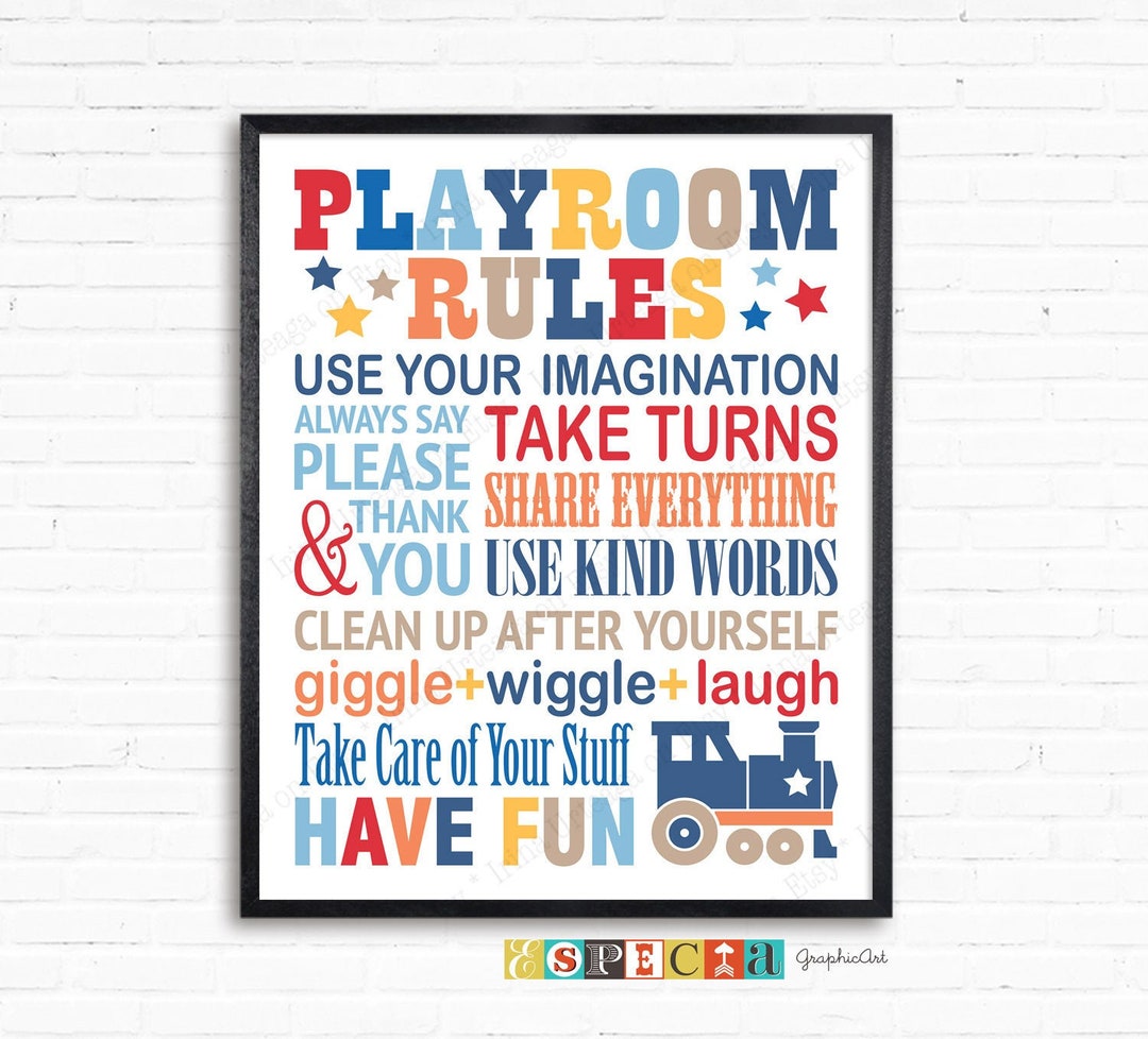 Playroom Rules Printable Wall Art: Colorful Kids Room Decor - Nursery ...