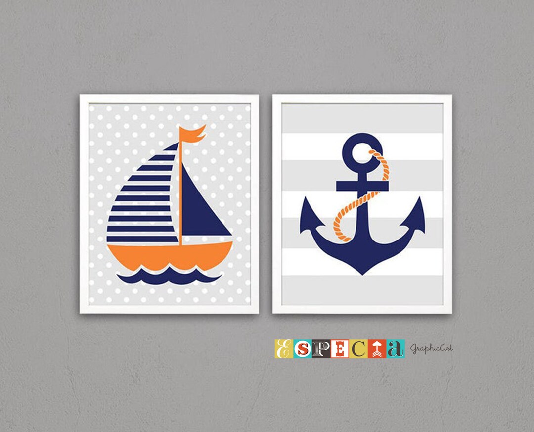 Printable Nautical Wall Art for Kids Nursery, Play Room or Bedroom ...