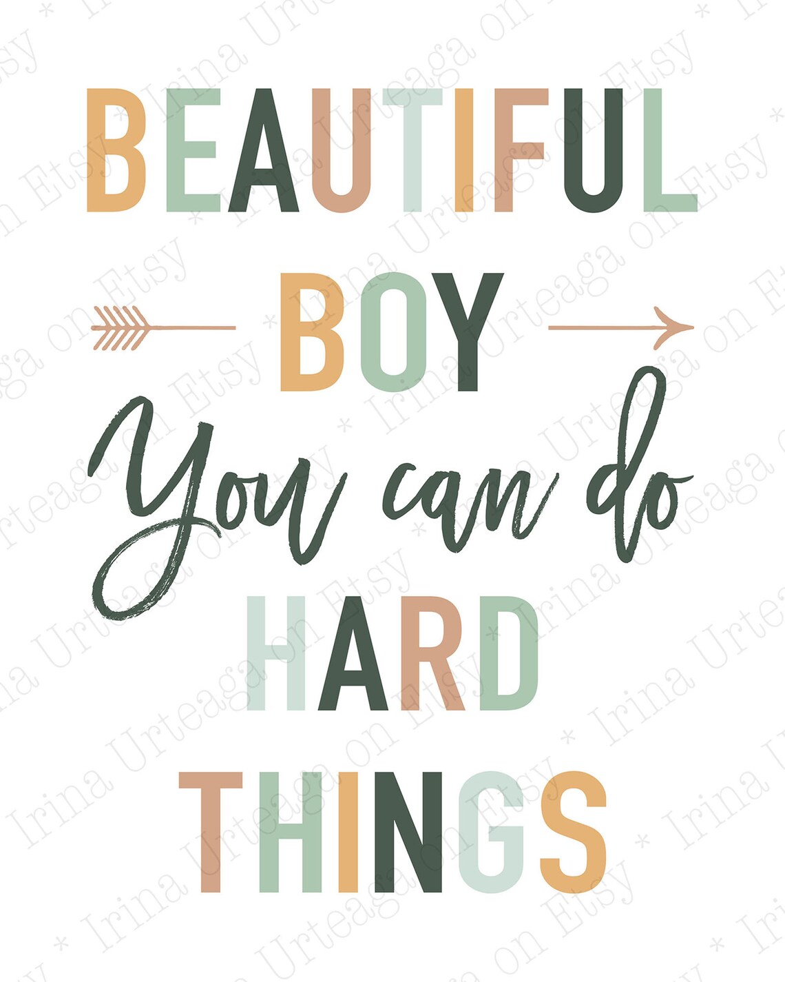 Beautiful Boy You Can Do Hard Things PRINTABLE Wall Art Print for Boys ...