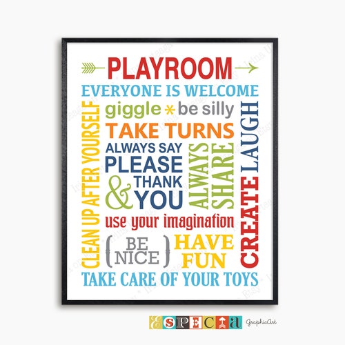 Playroom Rules PRINTABLE Wall Art 8x10 11x14 16x20 A1 Digital - Etsy