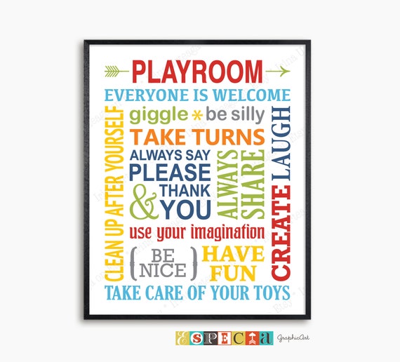 Playroom Rules Printable Wall Art for Kids Play Area Decor - Etsy