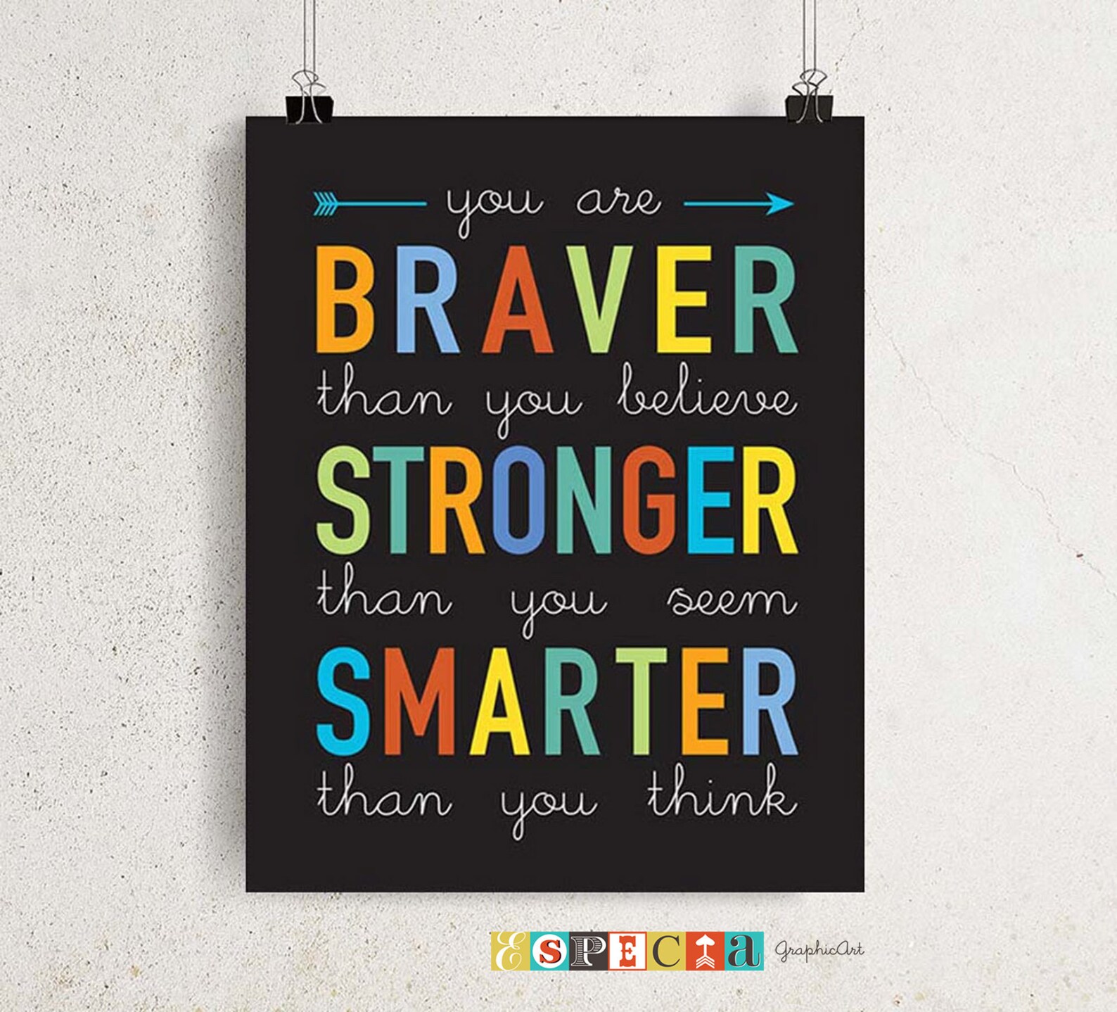 You Are Braver Stronger Smarter PRINTABLE Wall Art for DIY - Etsy