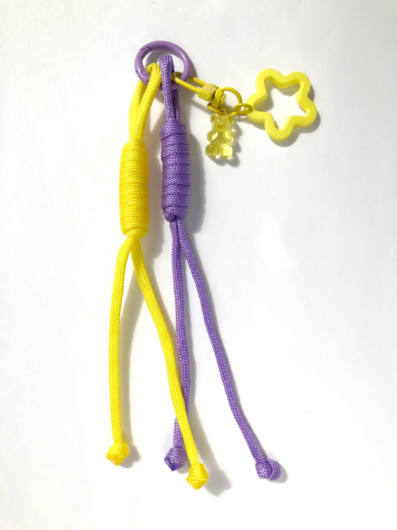 Cute Paracord Bag Charm, Star With Bear Keychain, Kawaii Rope Accessory ...