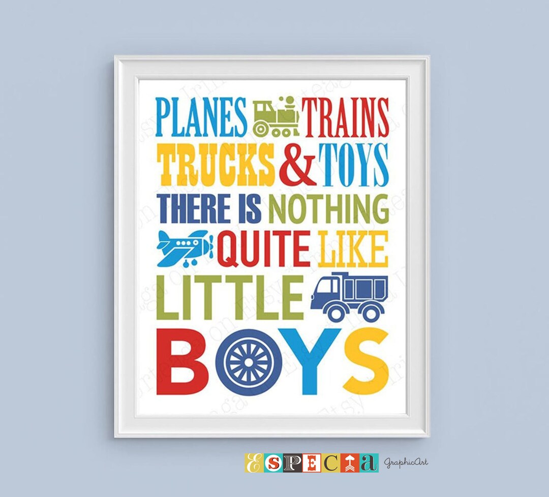 Toddler Boy Nursery Print: Planes, Trains, Trucks & Toys (digital ...