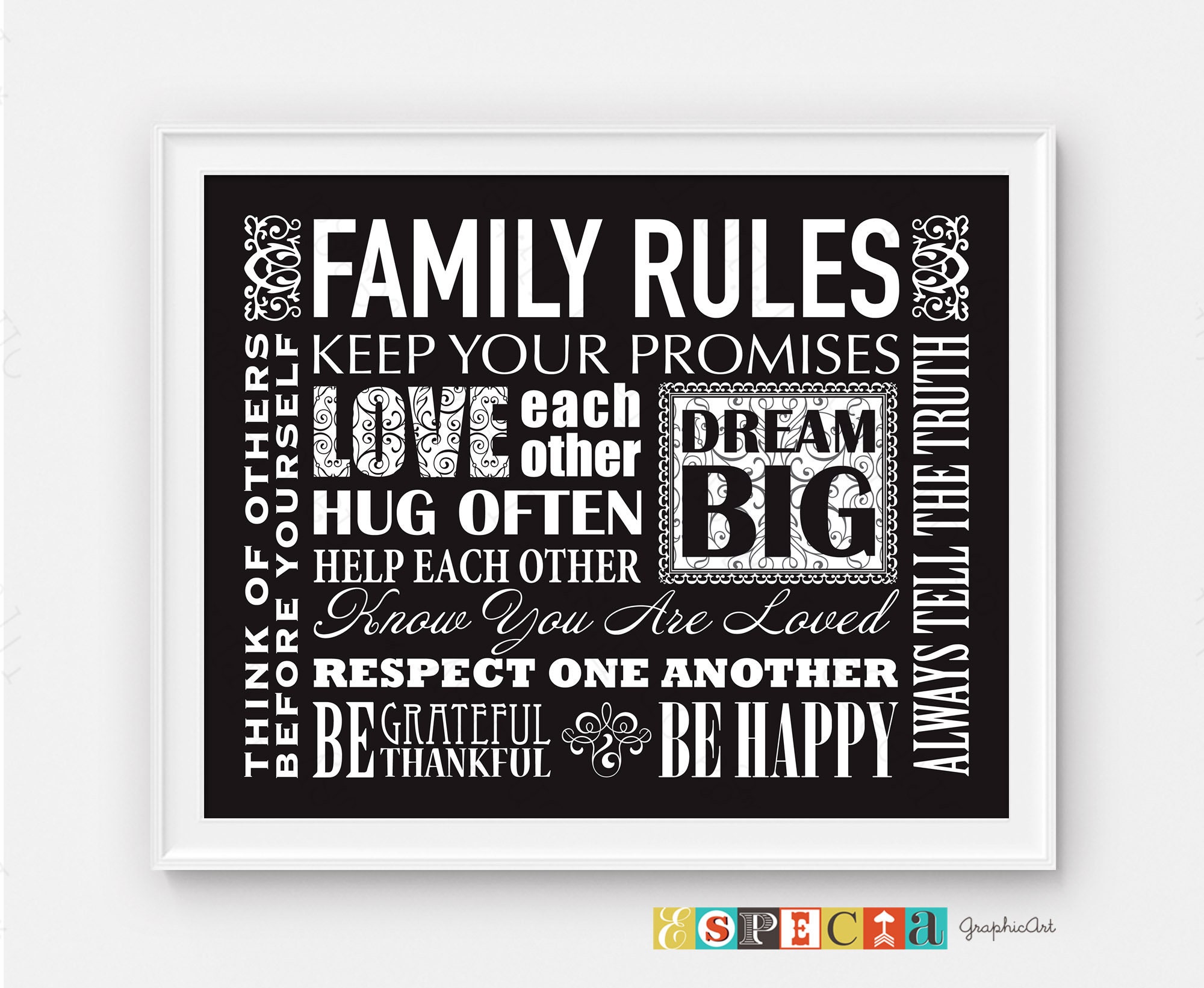 PRINTABLE Family rules sign 8x10 16x20 House rules wall art | Etsy