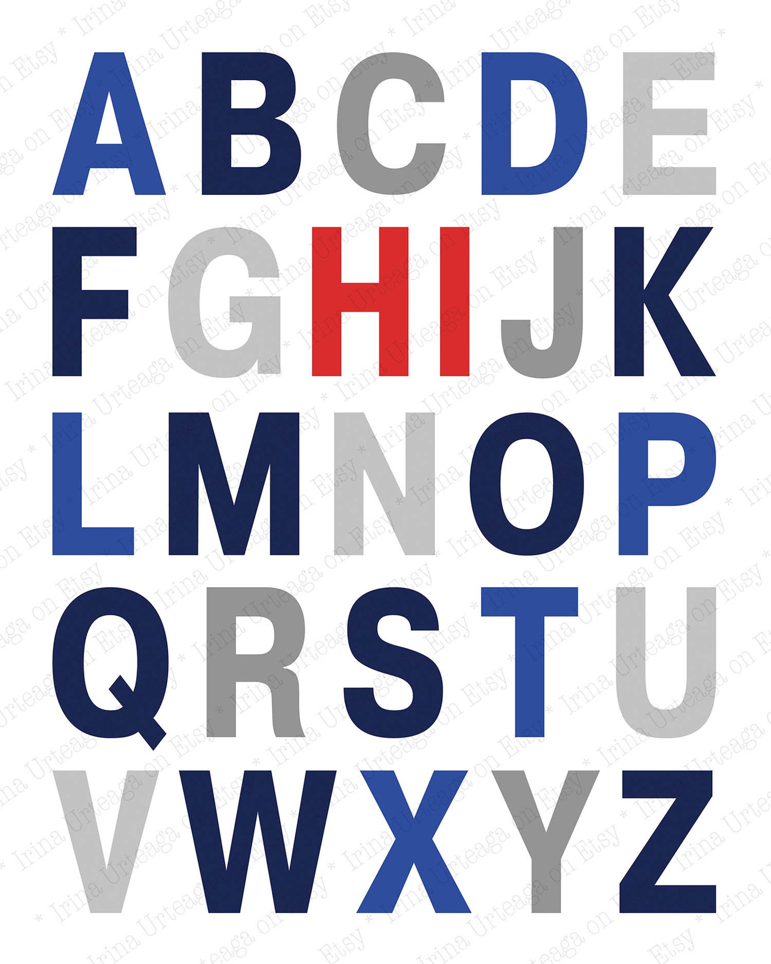 ABC Poster HI Alphabet Printable Wall Art for Toddler Boy Room | Etsy