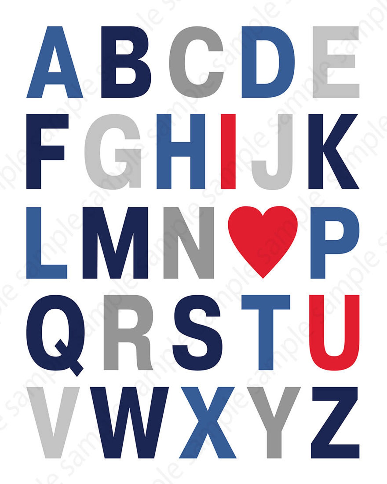 I Love You Wall Art ABC Poster Printable Alphabet for Kids - Etsy