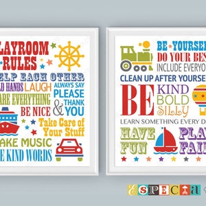 Playroom Rules Printable Wall Art for Toddler Boy Play or Game Room ...