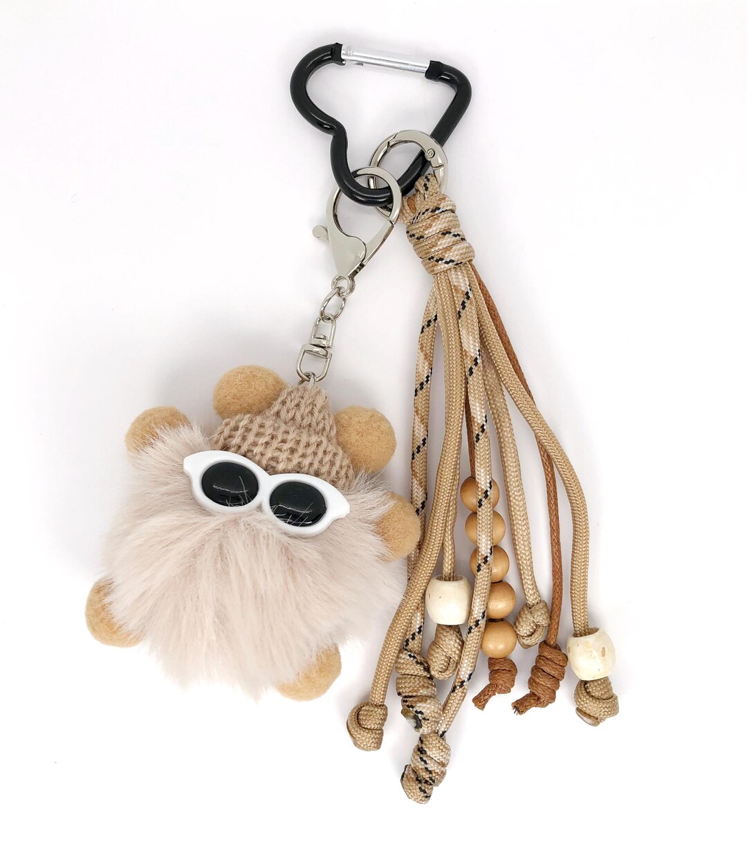 Adorable Plush Keychain Bag Charm: Soft Fuzzy Accessory With Heart ...