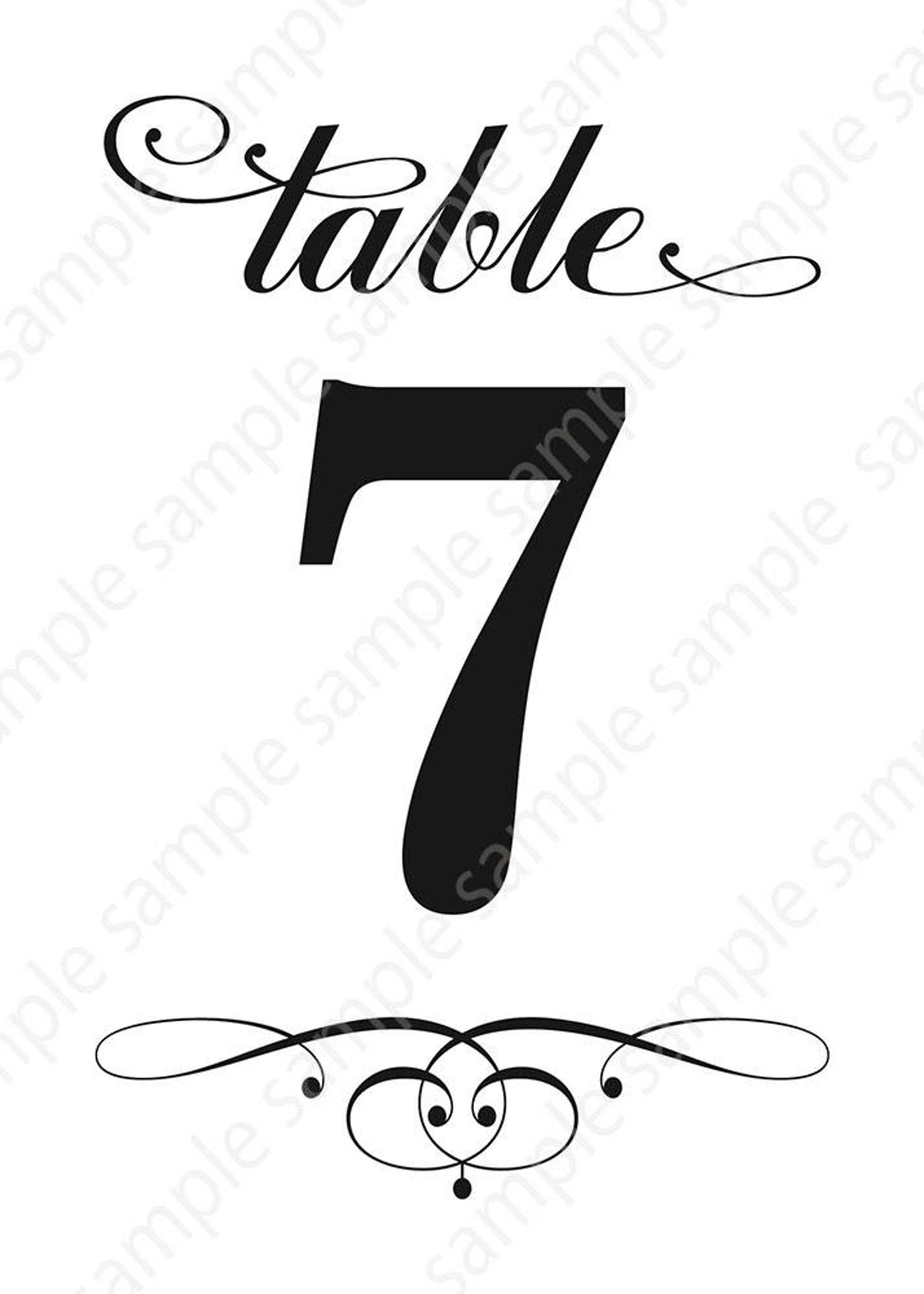 Printable Table Number Set, Wedding Table Cards, 5x7 Script Table ...
