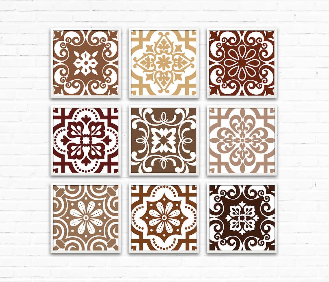 Digital Tiles Mosaic Tile Wall Art Geometric Prints Set of 9 - Etsy
