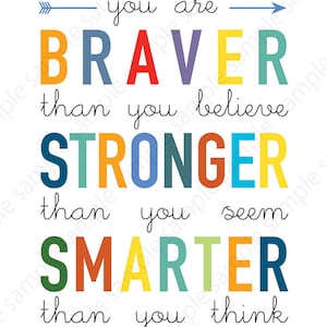 PRINTABLE Winnie the Pooh Quote You Are Braver Than You Believe for ...