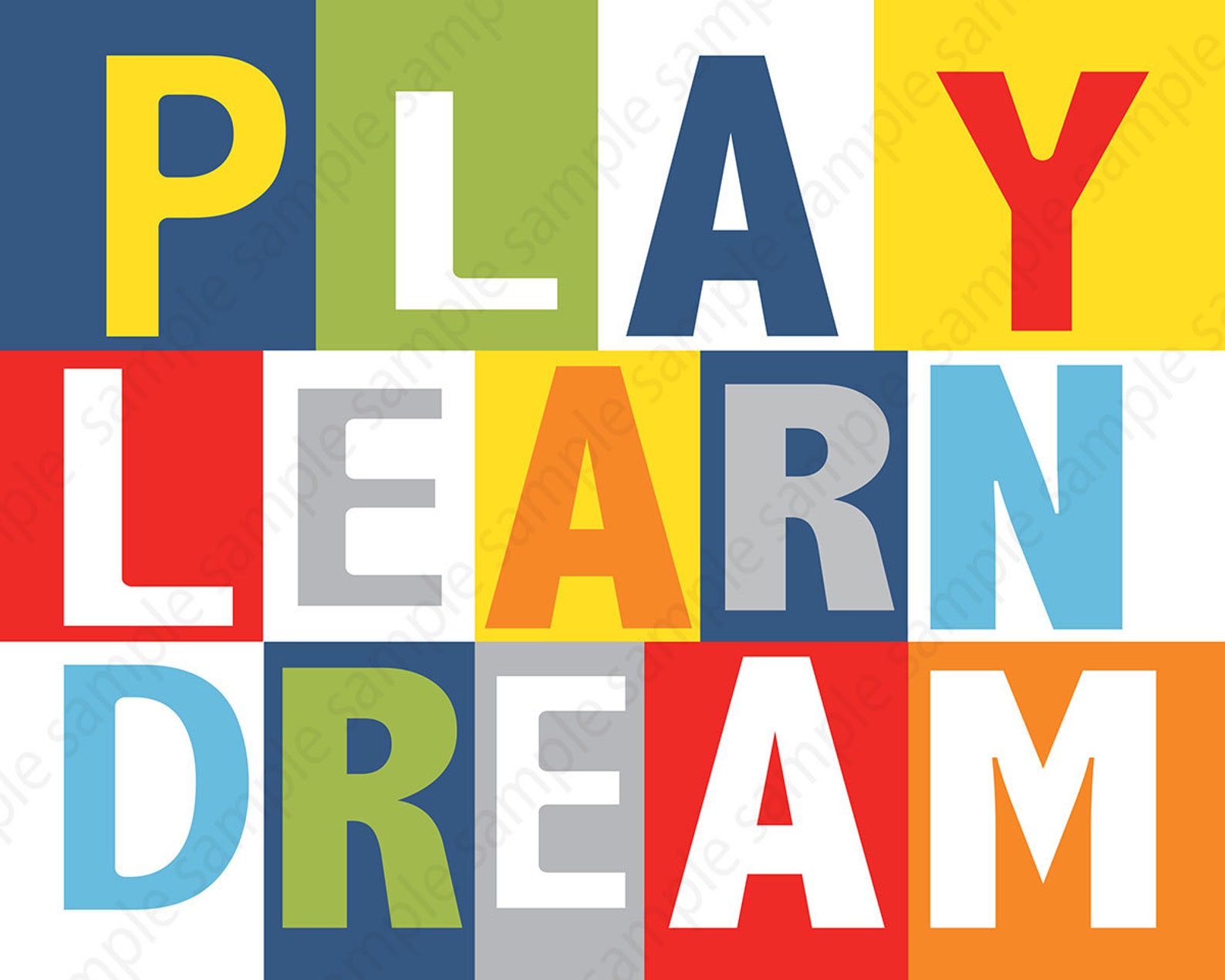 Play Learn Dream Printable Play Room Decor Wall Art for Kids - Etsy