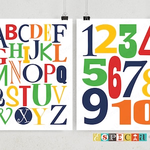 ABC and 123 Printable Art Digital Alphabet Prints for Toddler Boy ...