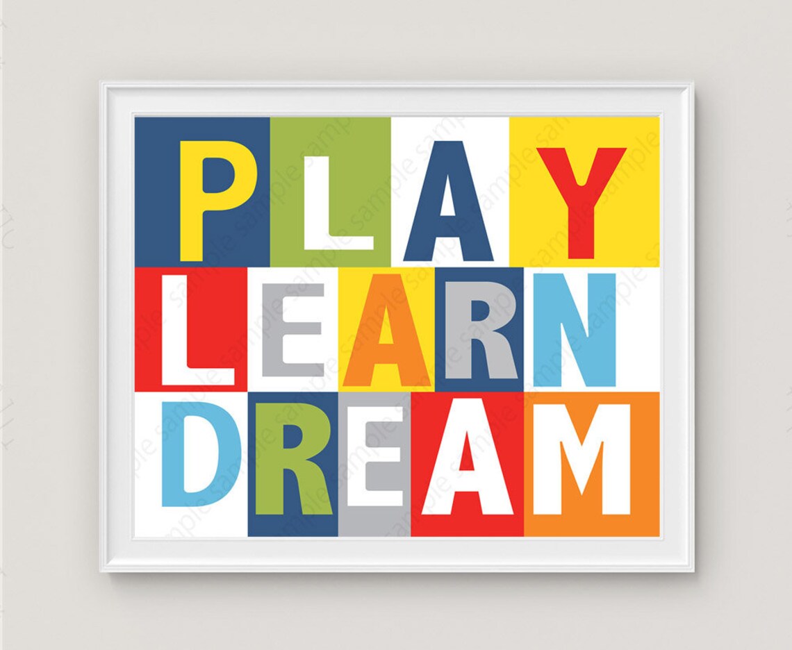 Play Learn Dream Printable Play Room Decor Wall Art for Kids - Etsy