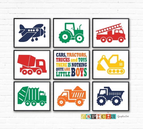Cars Trucks Prints Printable Art for Toddler Boy Bedroom or | Etsy