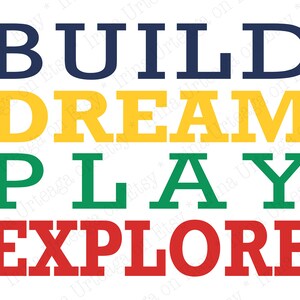 Build Dream Play Explore Printable Sign, Colorful Playroom Decor, Wall ...