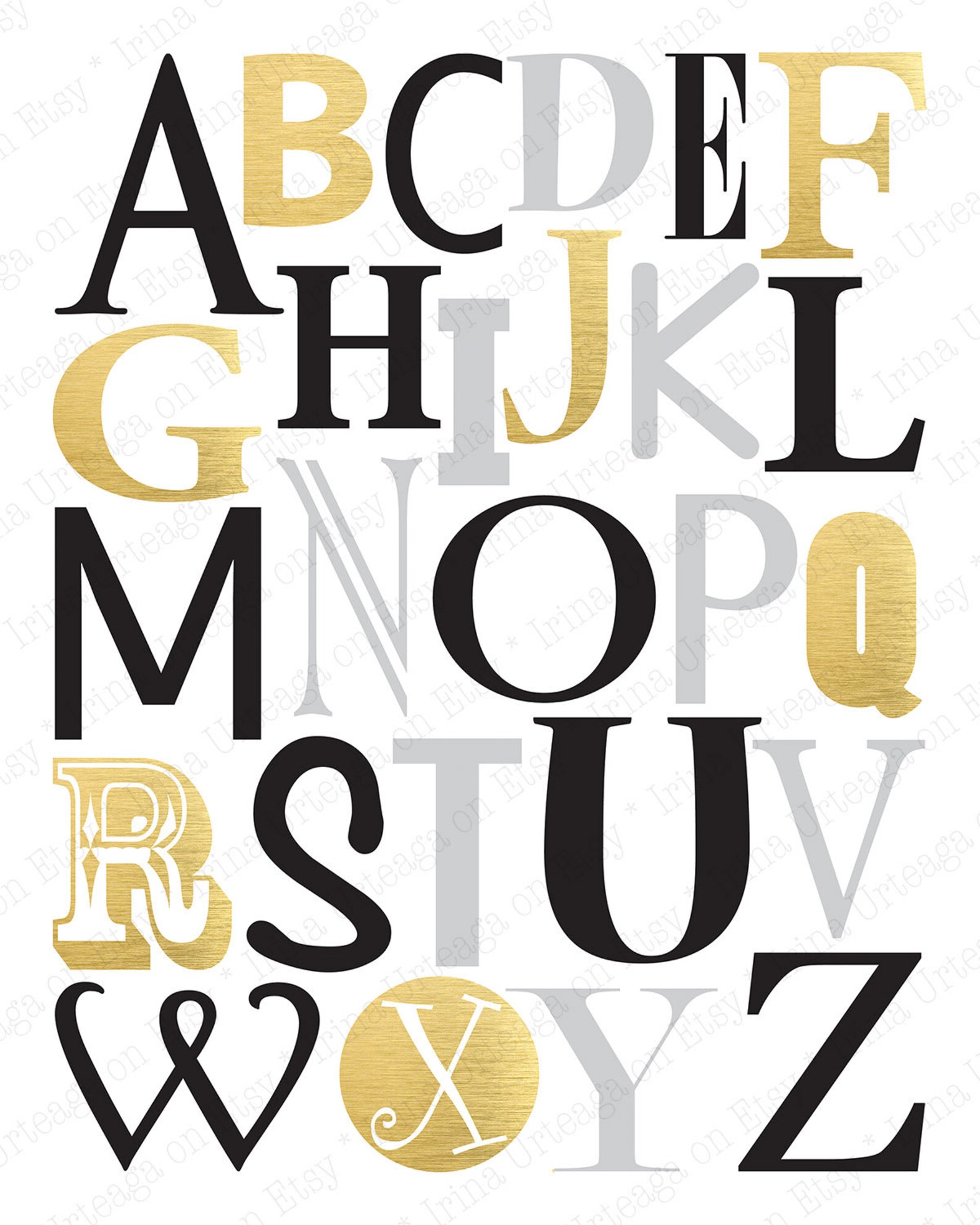 Alphabet Posters Printable Wall Art Set for Baby Girl Nursery | Etsy