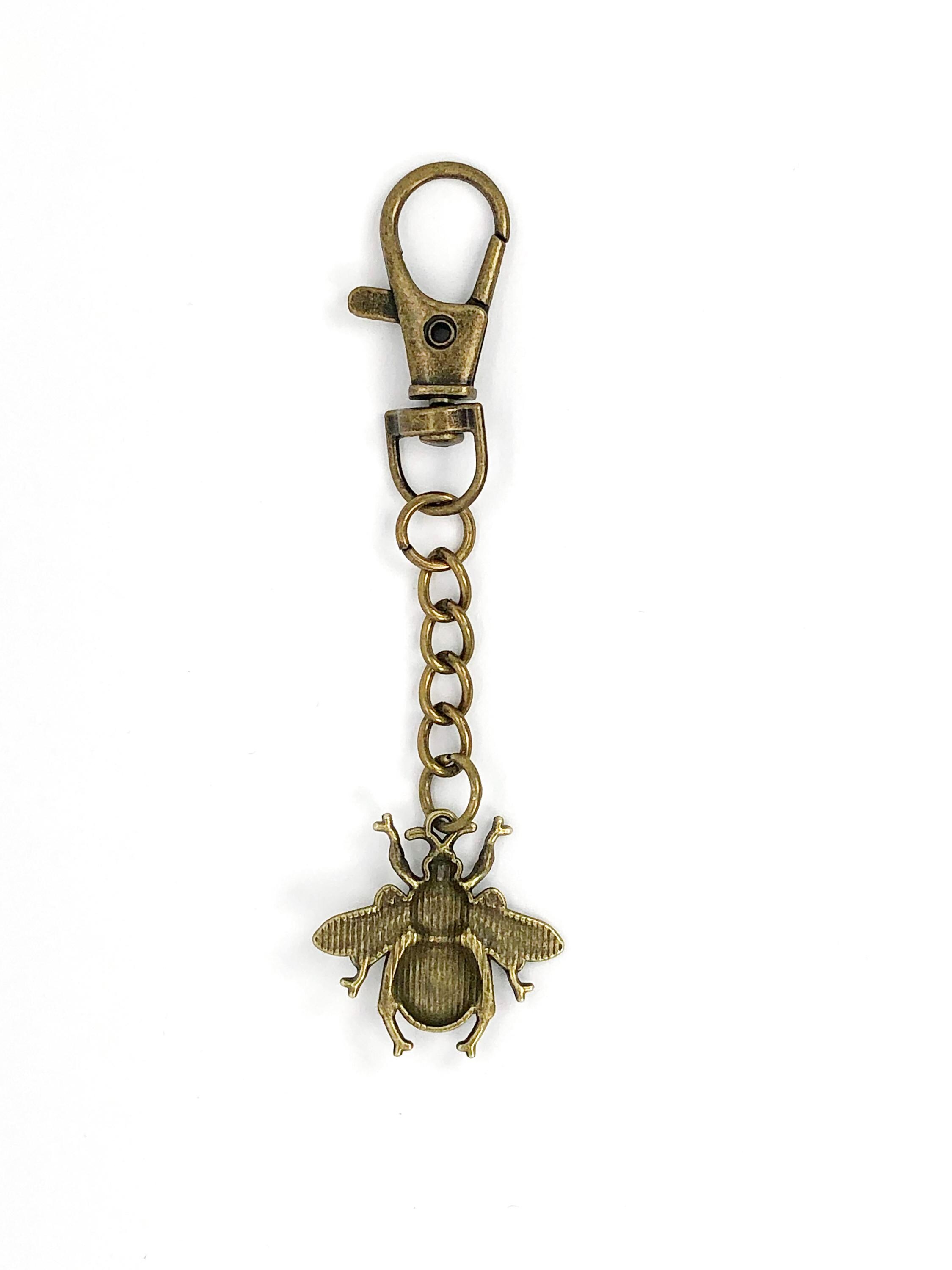 Bee Bag Charm Vintage Brass Tone Keychain: Insect Purse Charm, Bee ...