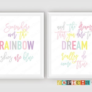 Somewhere Over the Rainbow PRINTABLE Art, Set of 2 8x10 11x14 Posters ...