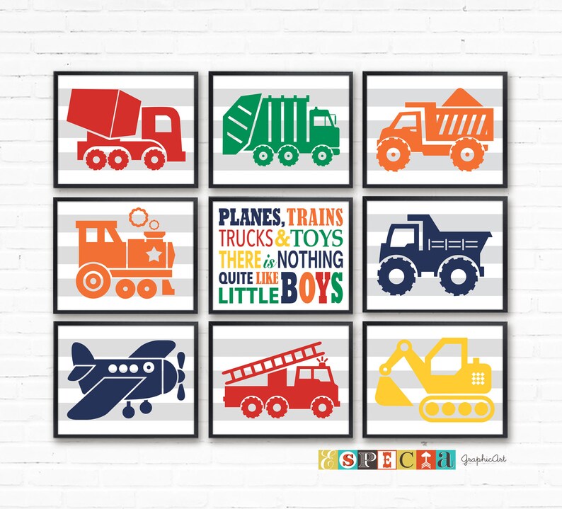 Planes Trains Trucks Printable Quote Transportation Set of 9 - Etsy