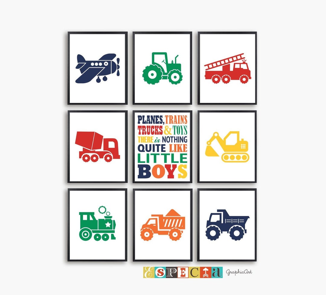 Printable Posters, Transportation Wall Art Set of 9 8x10 Prints for DIY ...