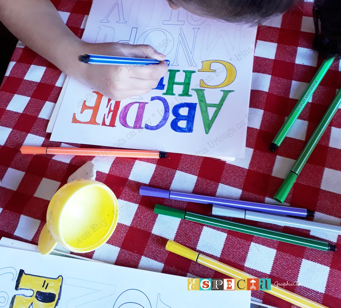 Printable Alphabet Coloring Poster for Kids Entertainment DIY - Etsy