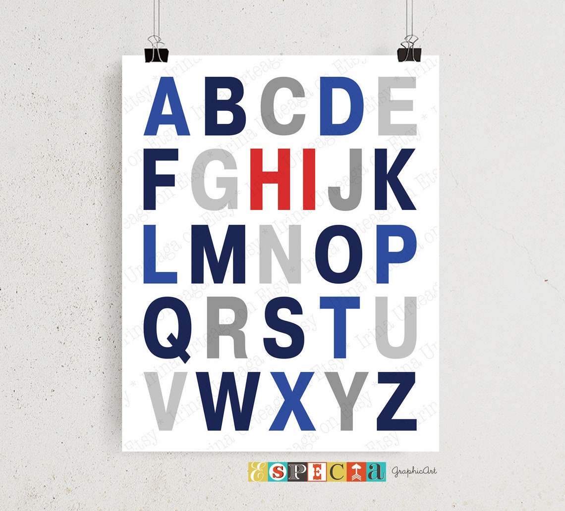 ABC Poster HI Alphabet Printable Wall Art for Toddler Boy Room | Etsy