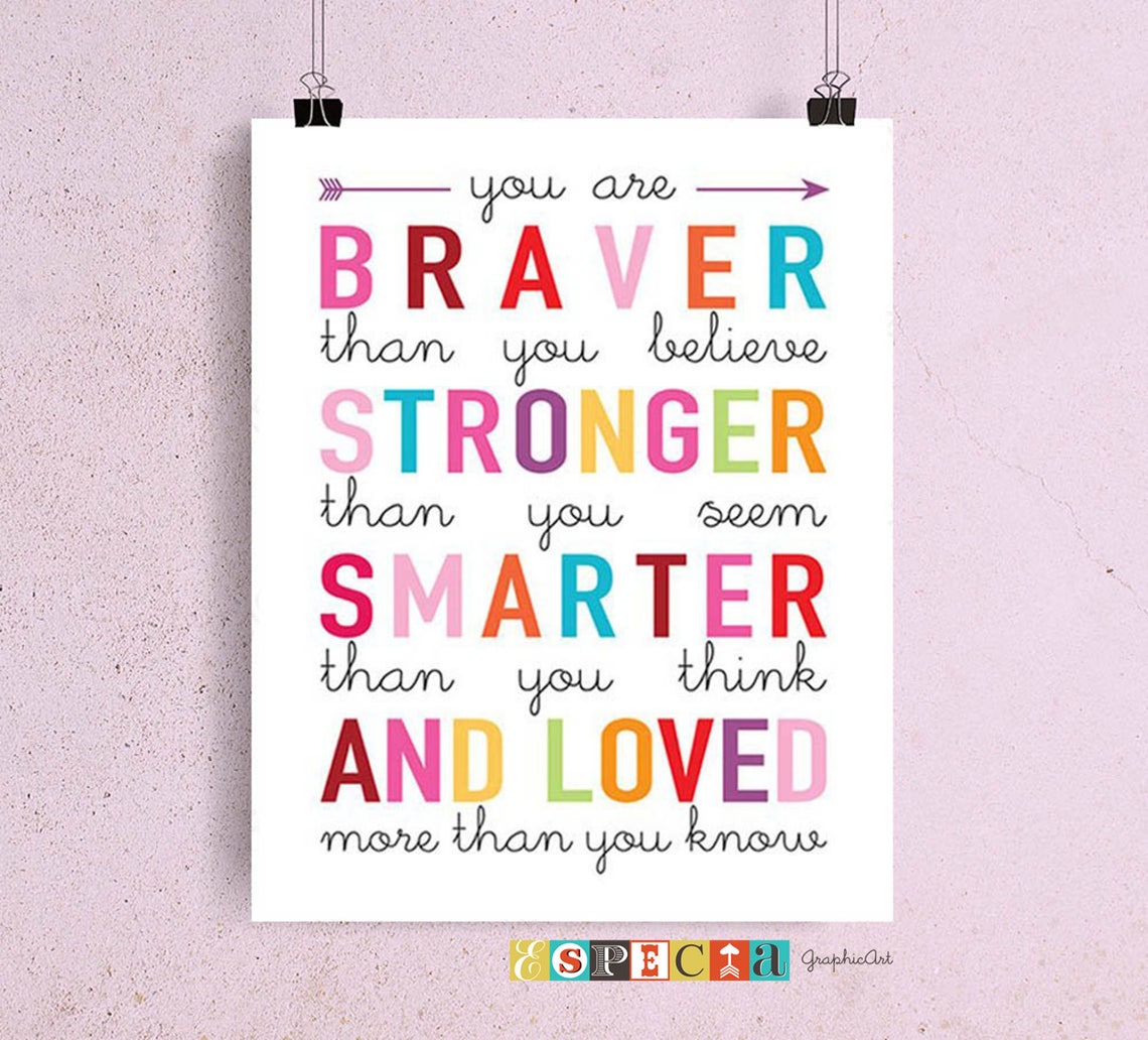 You Are Positive Affirmations for Kids Printable Wall Art, Braver ...