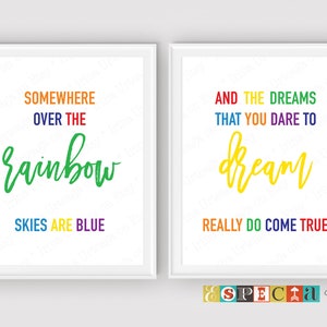 Somewhere Over the Rainbow PRINTABLE Wall Art Set of 2 8x10 | Etsy