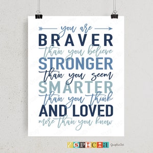 Winnie the Pooh Quotes You Are BRAVER Than You Believe PRINTABLE Wall ...