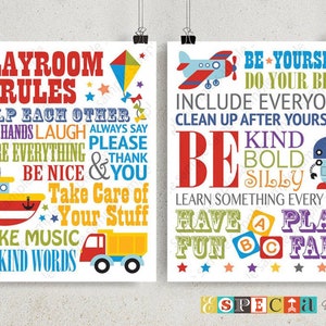 Playroom Rules Printable Wall Art for Boys Room Decor, Set of 2 8x10 ...