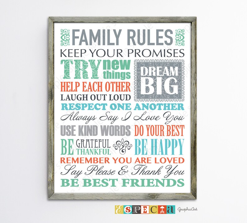 Printable Family Rules Sign House Rules Wall Art Digital - Etsy