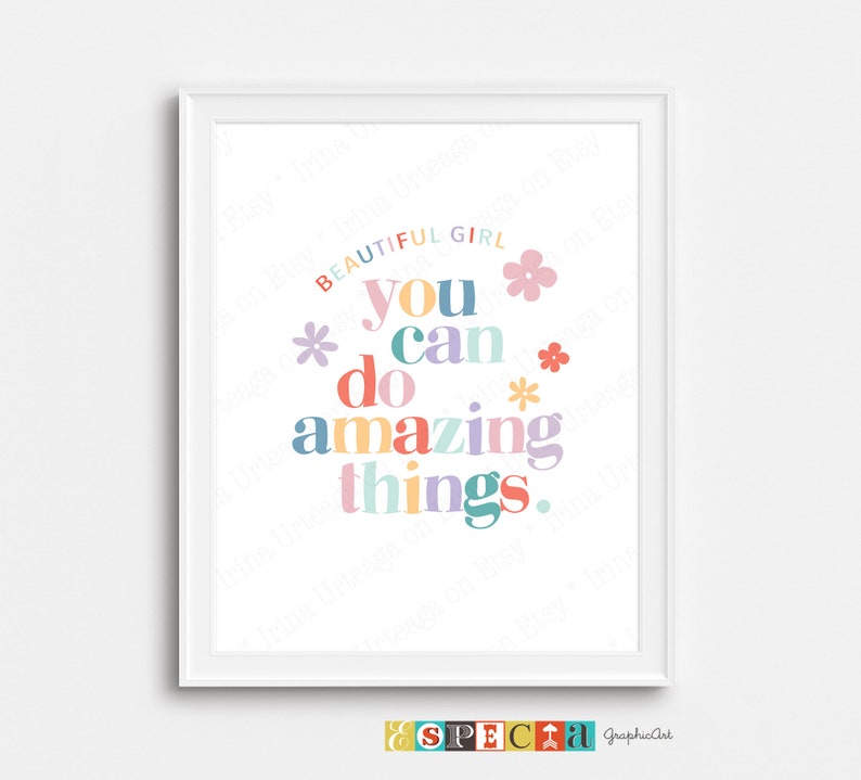 Beautiful Girl You Can Do Amazing Things PRINTABLE Poster for - Etsy